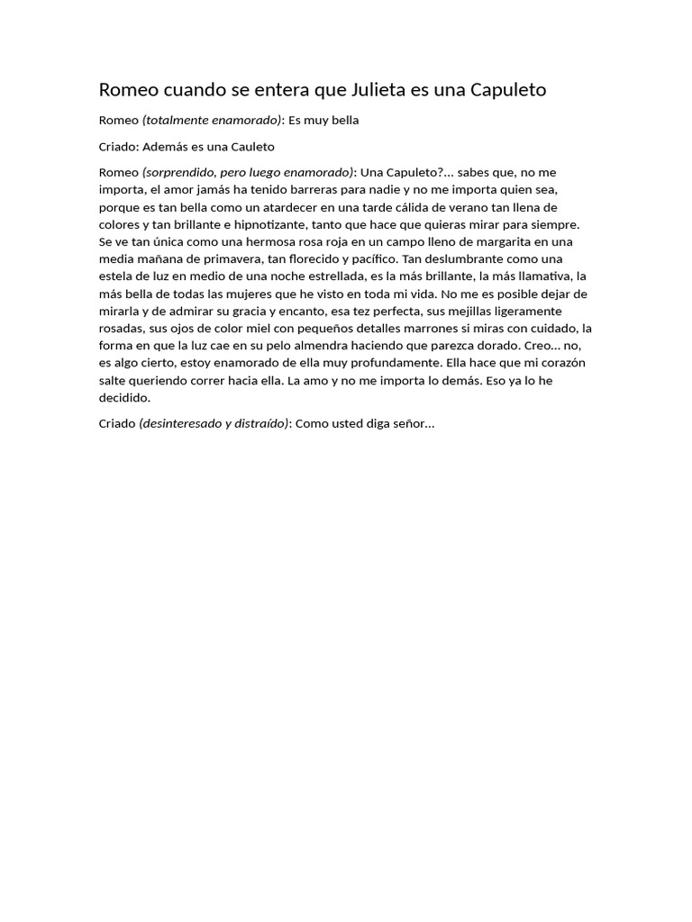 Monólogo Romeo y Julieta | PDF