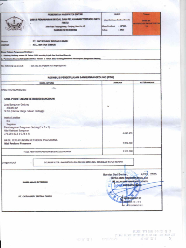 Bukti Bayar Retribusi PBG Ruki | PDF
