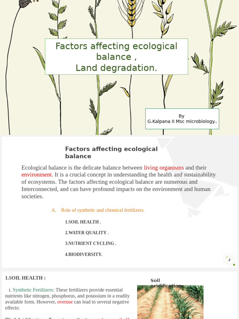 Factors Impacting Ecological Balance | PDF | Soil | Fertilizer