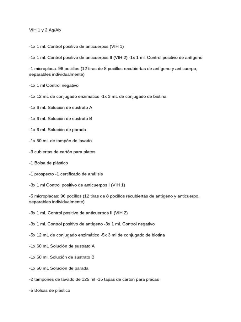 Kit ELISA VIH 1 y 2: Diagnóstico In Vitro | PDF | VIH / SIDA | VIH