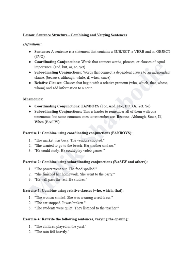 Mastering Sentence Structure Techniques | PDF