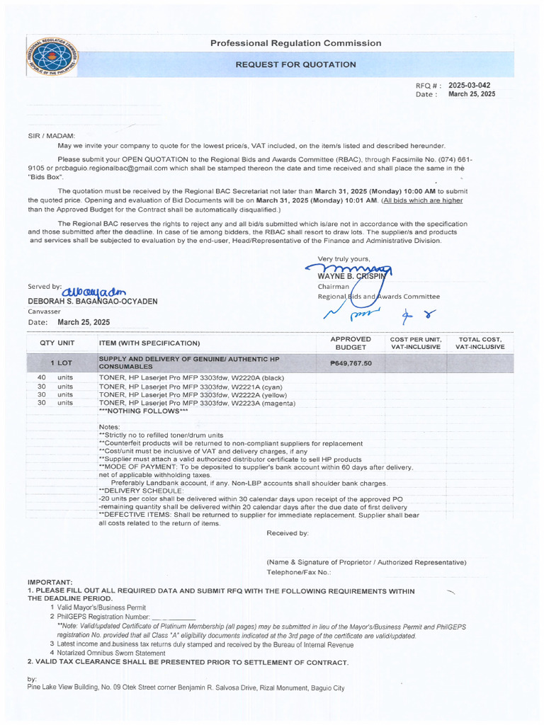 RFQ 2025-03-042 | PDF