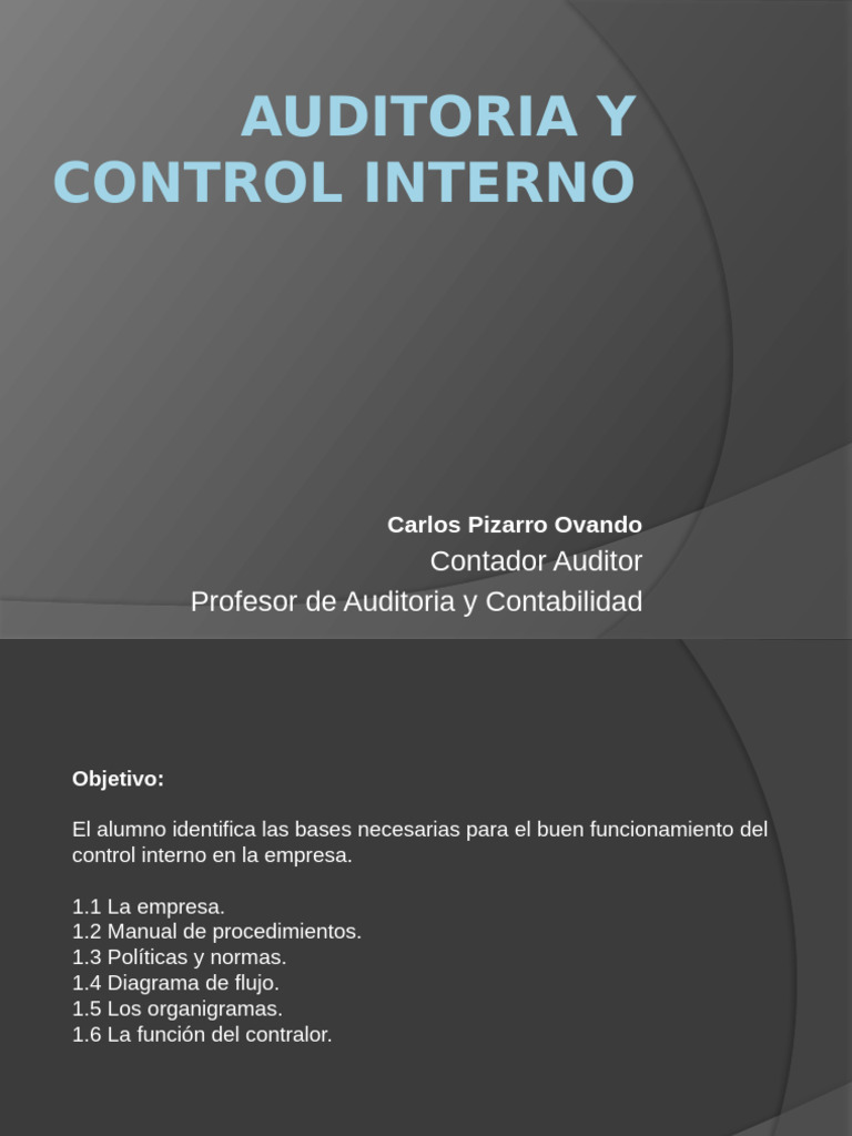 Auditoria y Control Interno Semana 4 | PDF | Contralor | Business