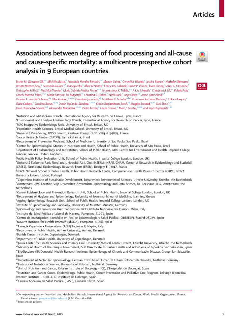 Associations Between Degree of Food Processing and All-Cause | PDF ...