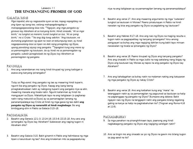 11 The Unchanging Promise of God 3 - 15 18 | PDF