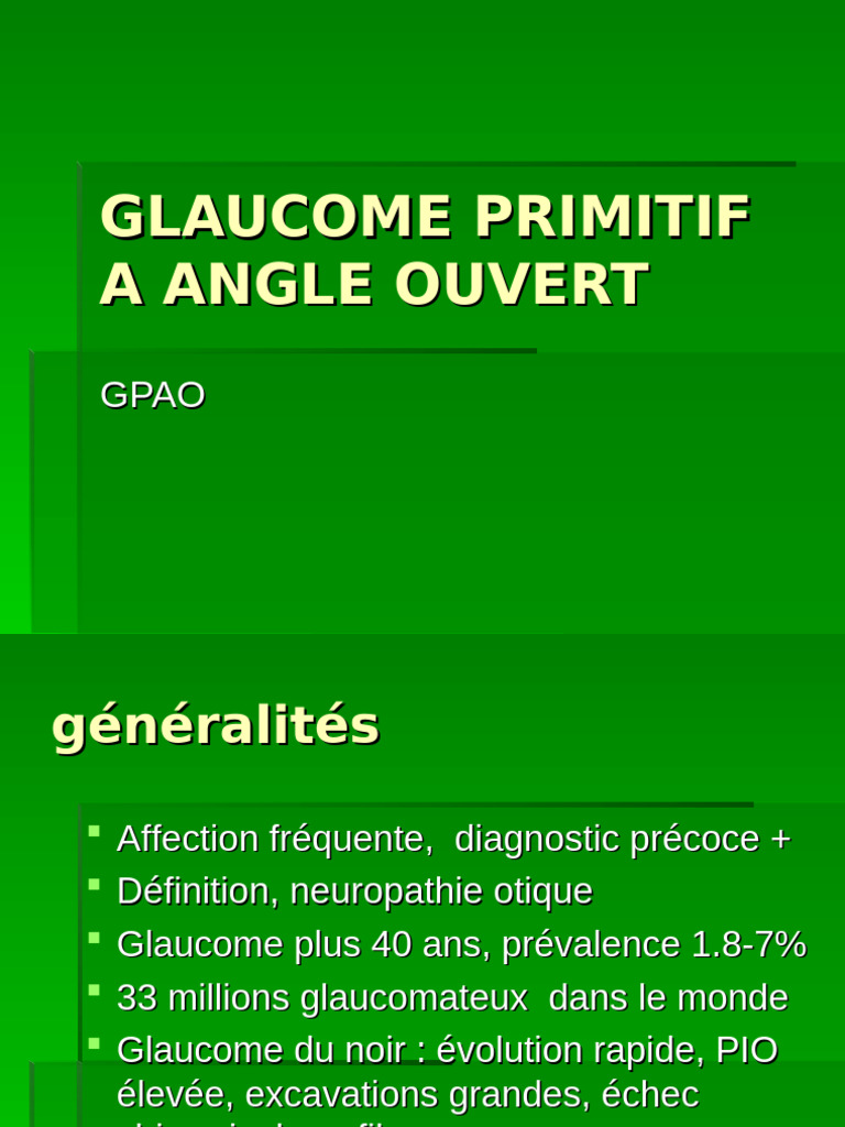 Glaucome primitif à angle ouvert | PDF | Glaucome | Œil humain