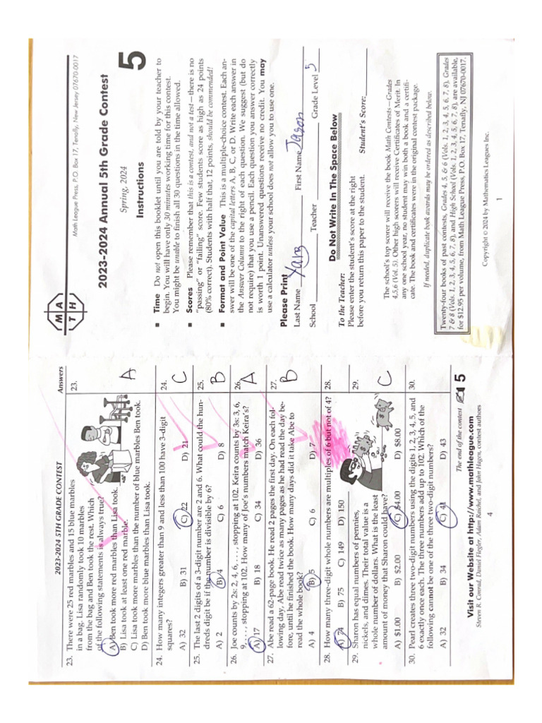 23-24 G5 Math Count | PDF