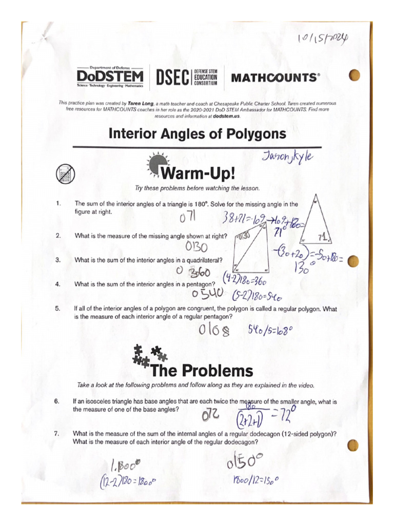 Polygon Interior Angle | PDF