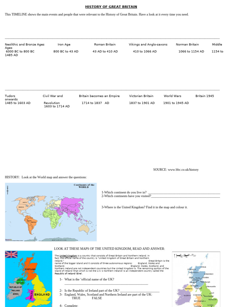 History of Great Britain Timeline and Maps | PDF | Great Britain | United Kingdom