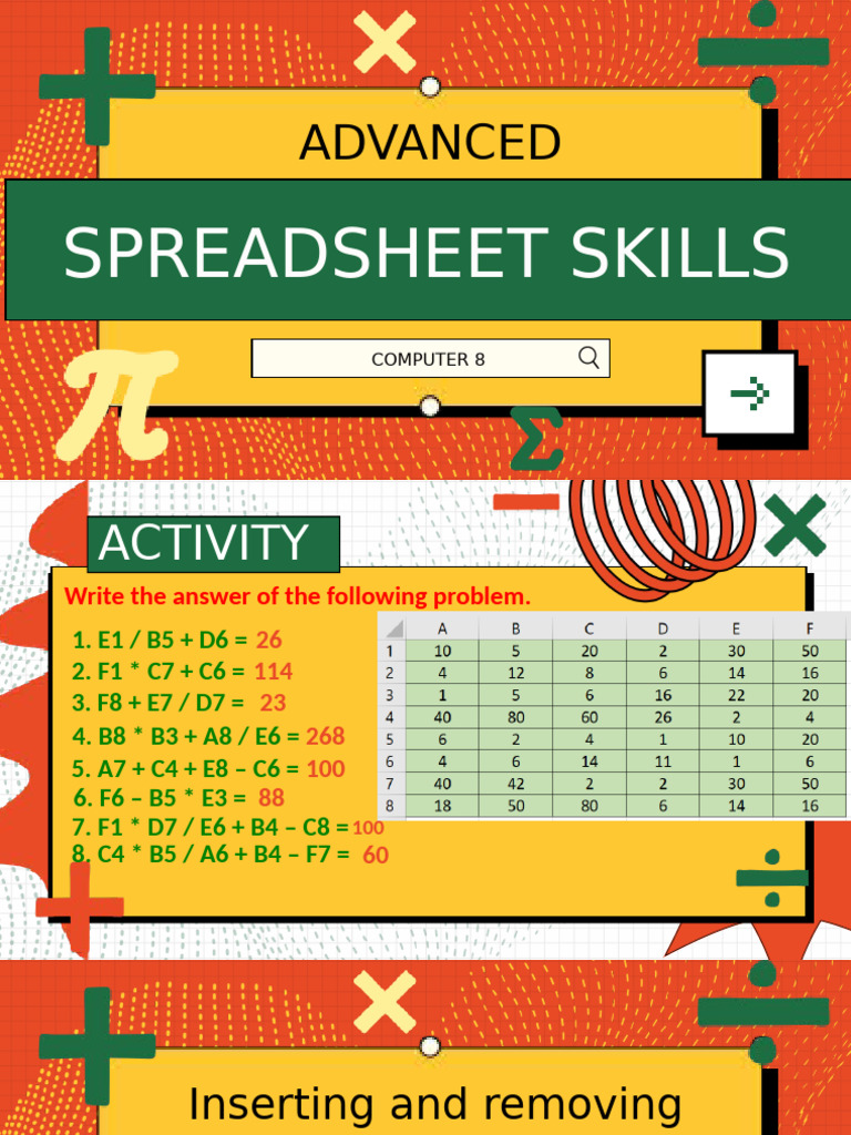 Advanced Spreadsheet Skills Grade 8 | PDF | Hyperlink | Microsoft Excel