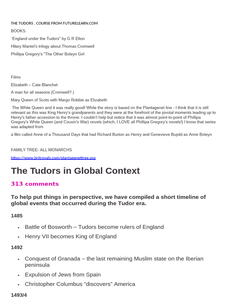 The Tudors: History and Identity Course | PDF | House Of Tudor | Emperor
