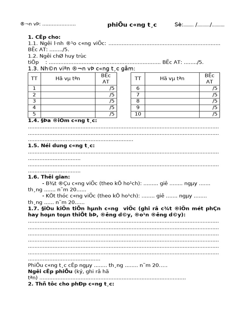 Phieu Cong Tac | PDF