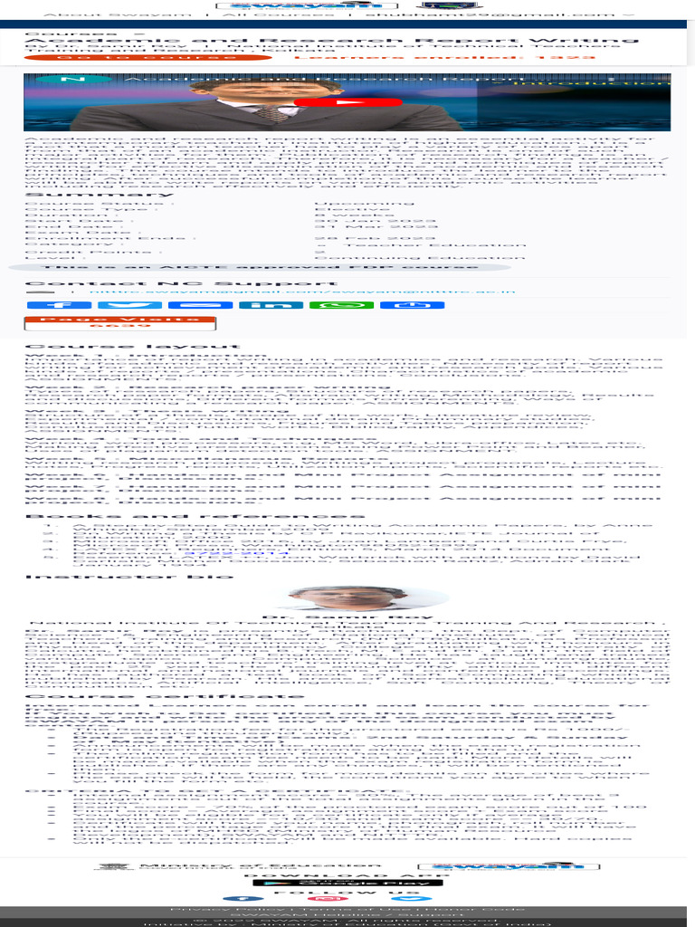 Academic and Research Report Writing - Course | PDF | Teachers ...