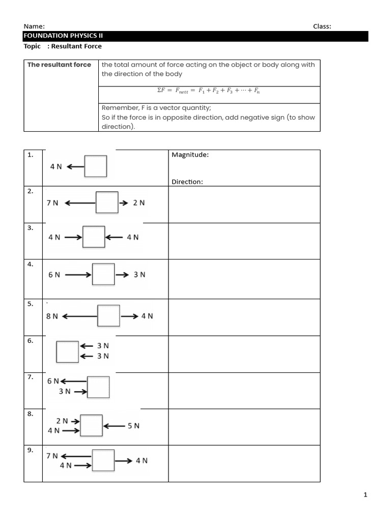 2 in 1 Worksheet | PDF | Force | Euclidean Vector
