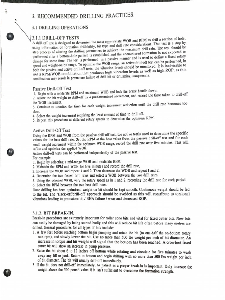 Procedimiento Drill Off Test | PDF