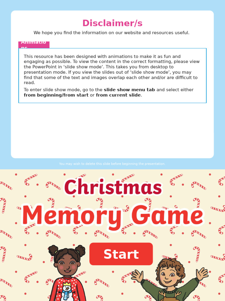 Fun Christmas Memory Game Puzzle Powerpoint Ver 1 | PDF