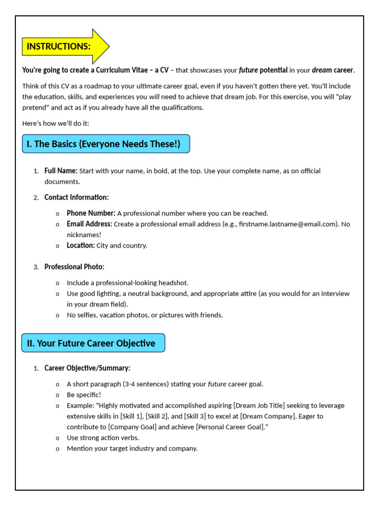 7920460_LA SALLE LOGISTICS 12TH GRADE Curriculum Vitae – CV ASSIGNMENT 2025 2 | PDF | Learning