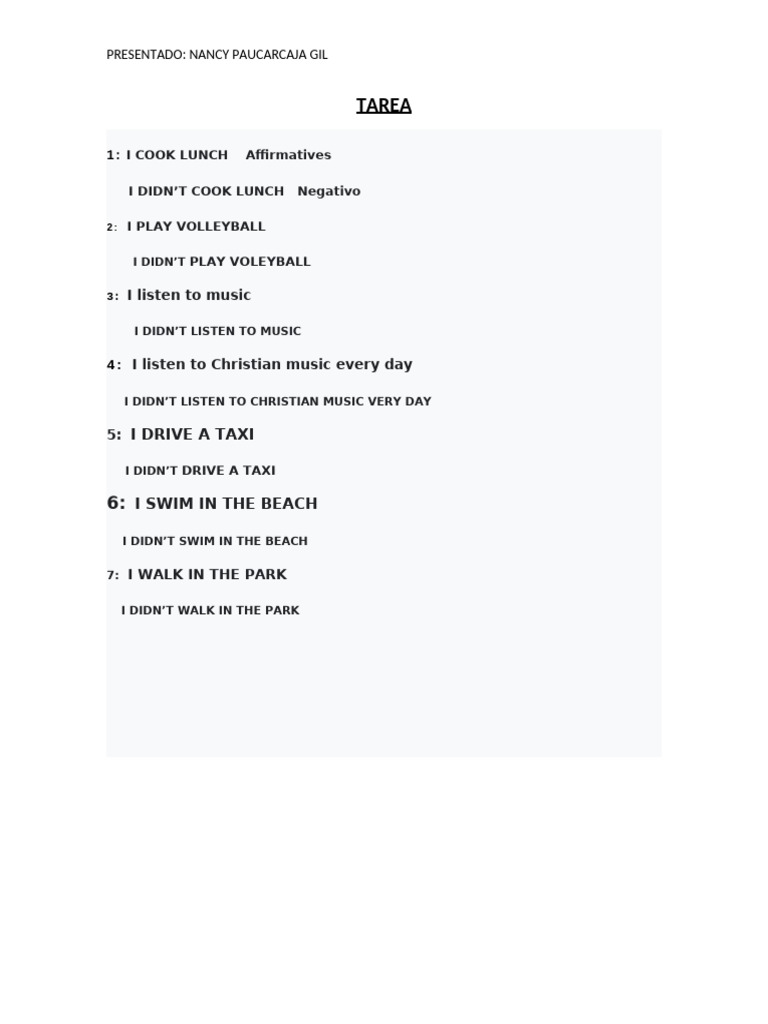 Affirmative and Negative Sentences Guide | PDF