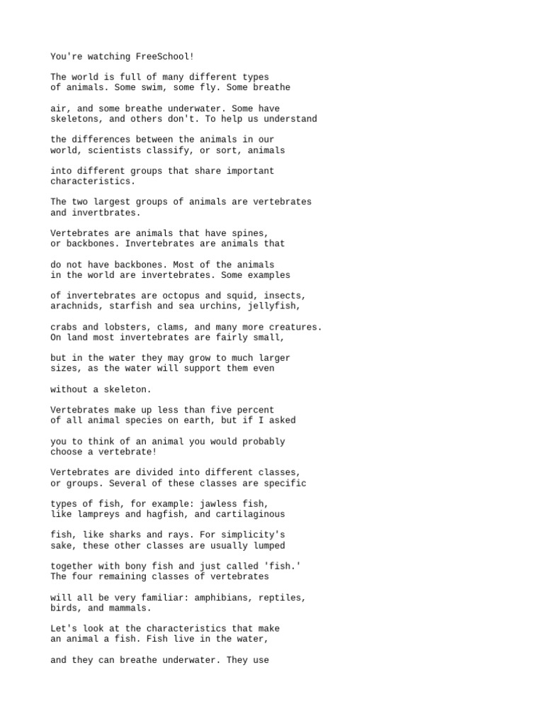 (English) Animal Classification For Children - Classifying Vertebrates ...