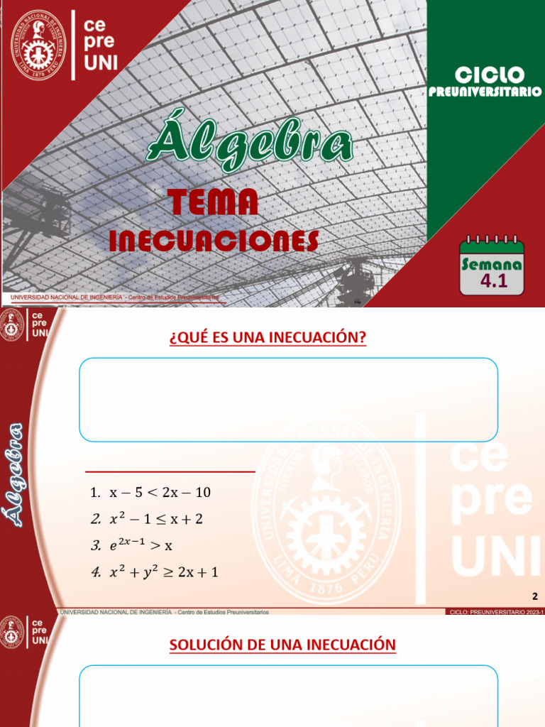 Clase 4-1 2024-2 INECUACIONES | PDF | Desigualdad (Matemáticas) | Aritmética