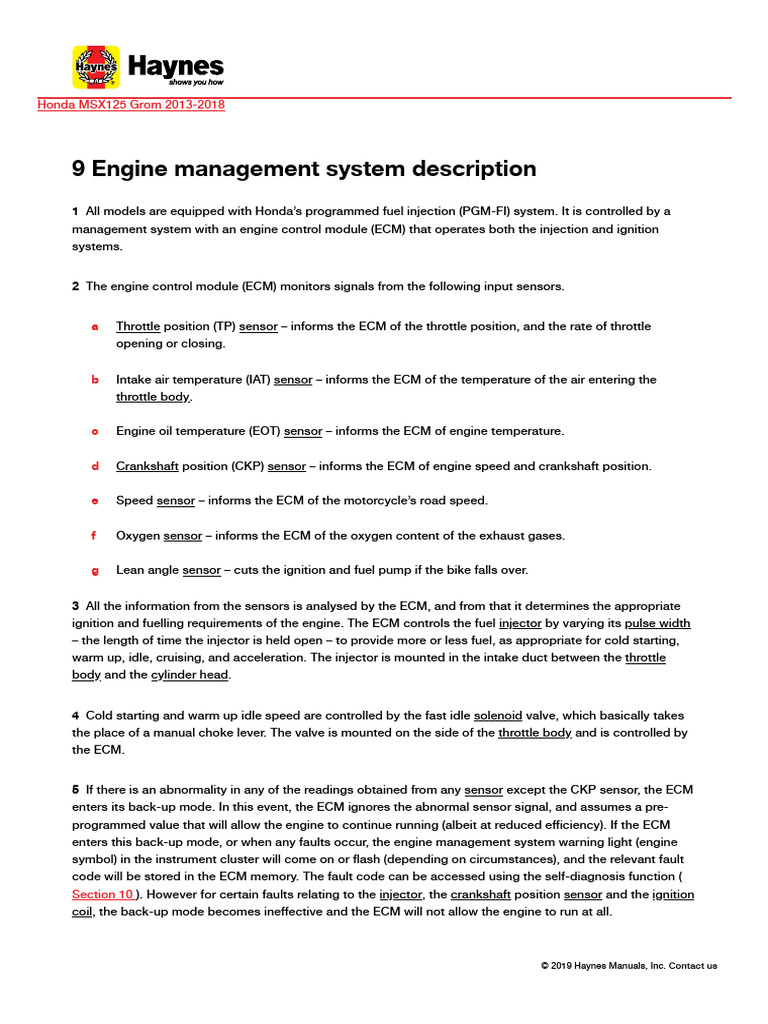 3 Engine Management System 9 Engine Management System Description | PDF | Throttle | Fuel Injection