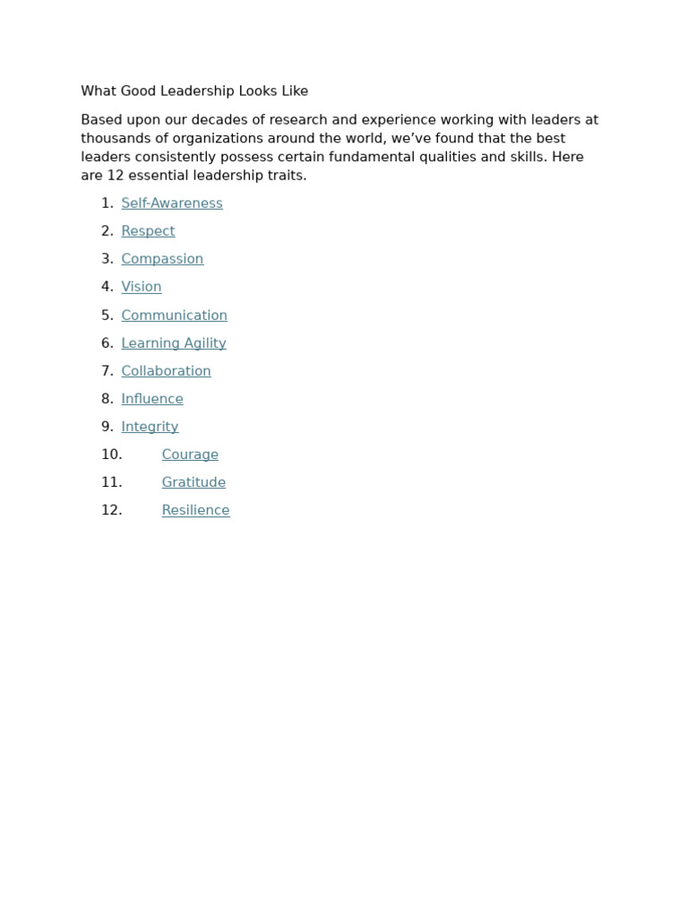 What Good Leadership Looks Like | PDF