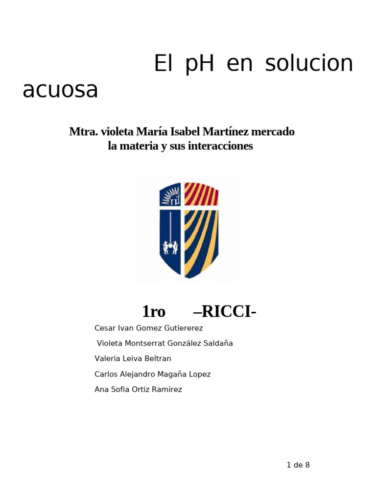 Proyecto - PH en Soluciones Acuosas | PDF | Ácido | Hidróxido
