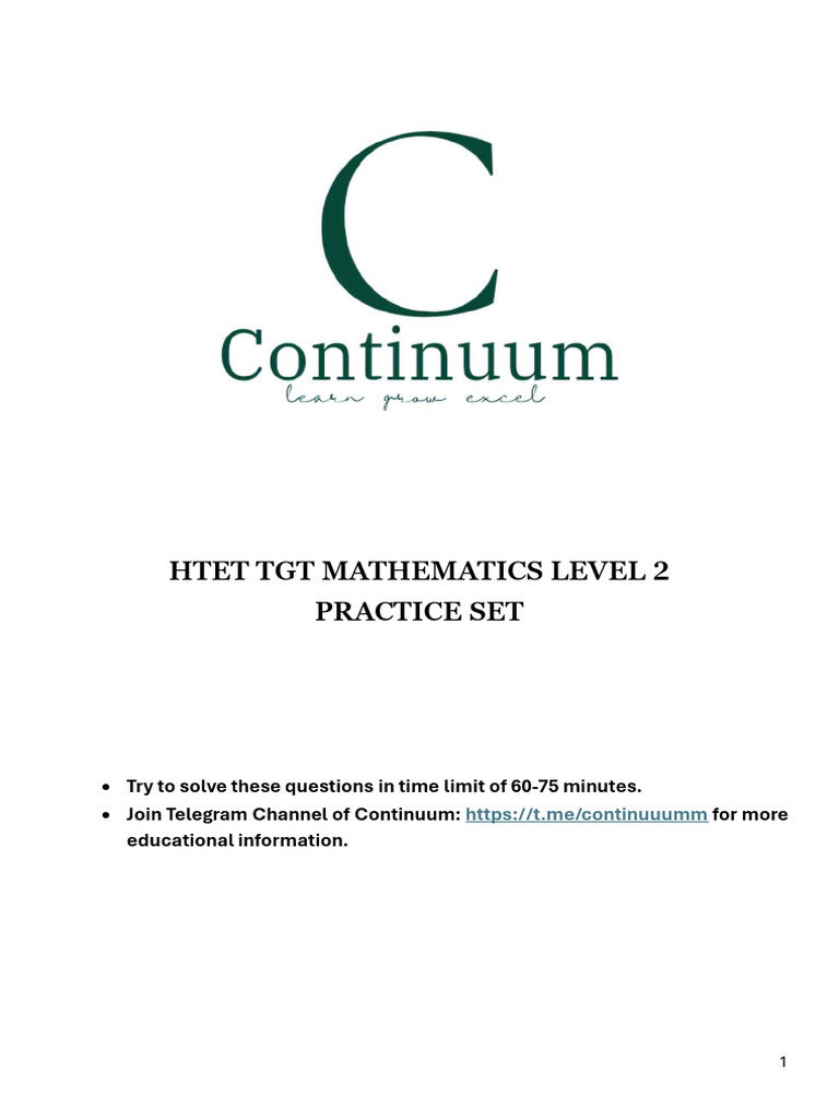 Htet TGT Maths Practice Set | PDF | Area | Circle