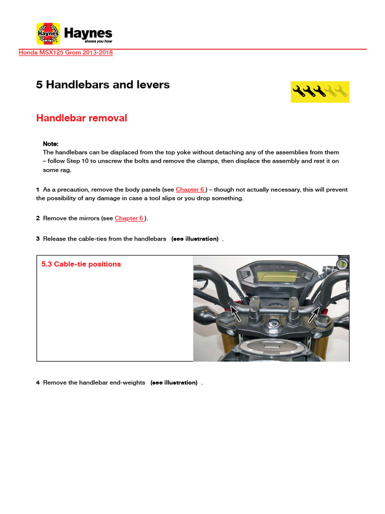 4 Frame and suspension 5 Handlebars and levers | PDF | Screw | Nut (Hardware)