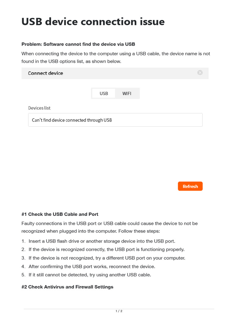 USB Device Connection Issue | PDF