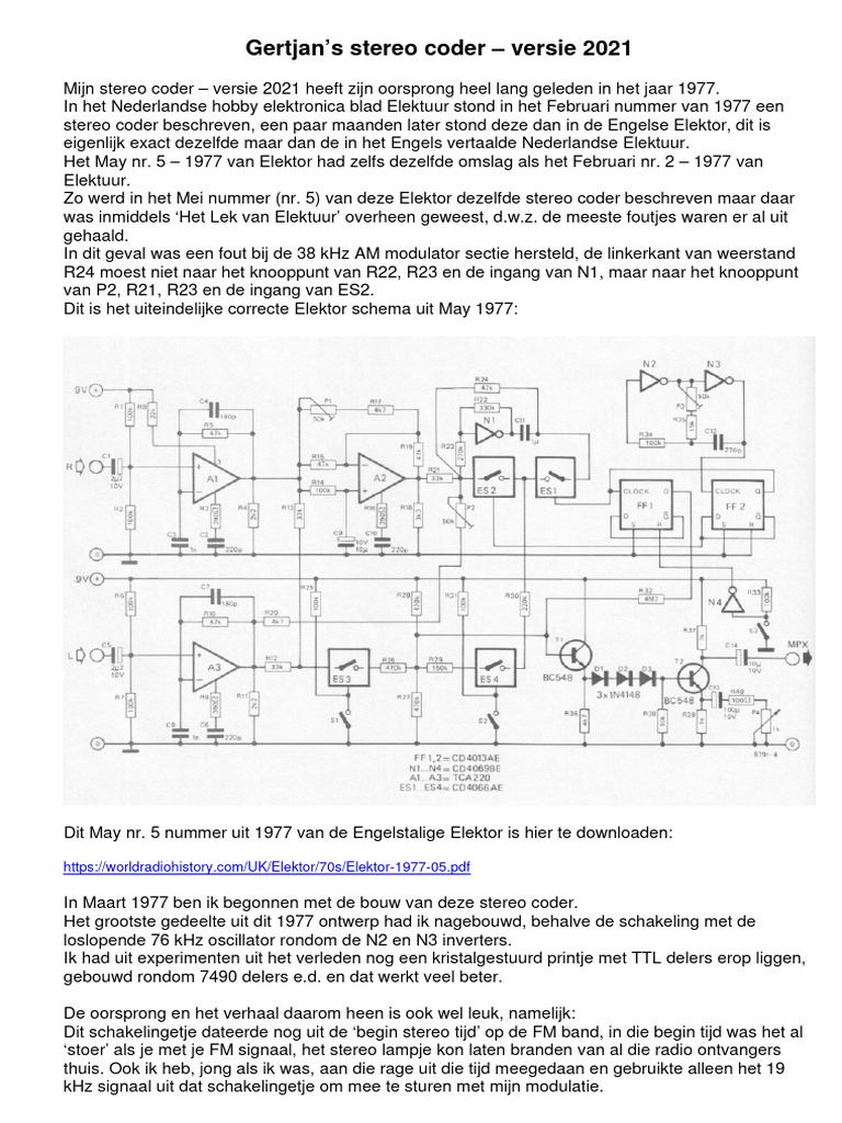 Stereo Coder Gertjan Versie 2021 Beschrijving | PDF