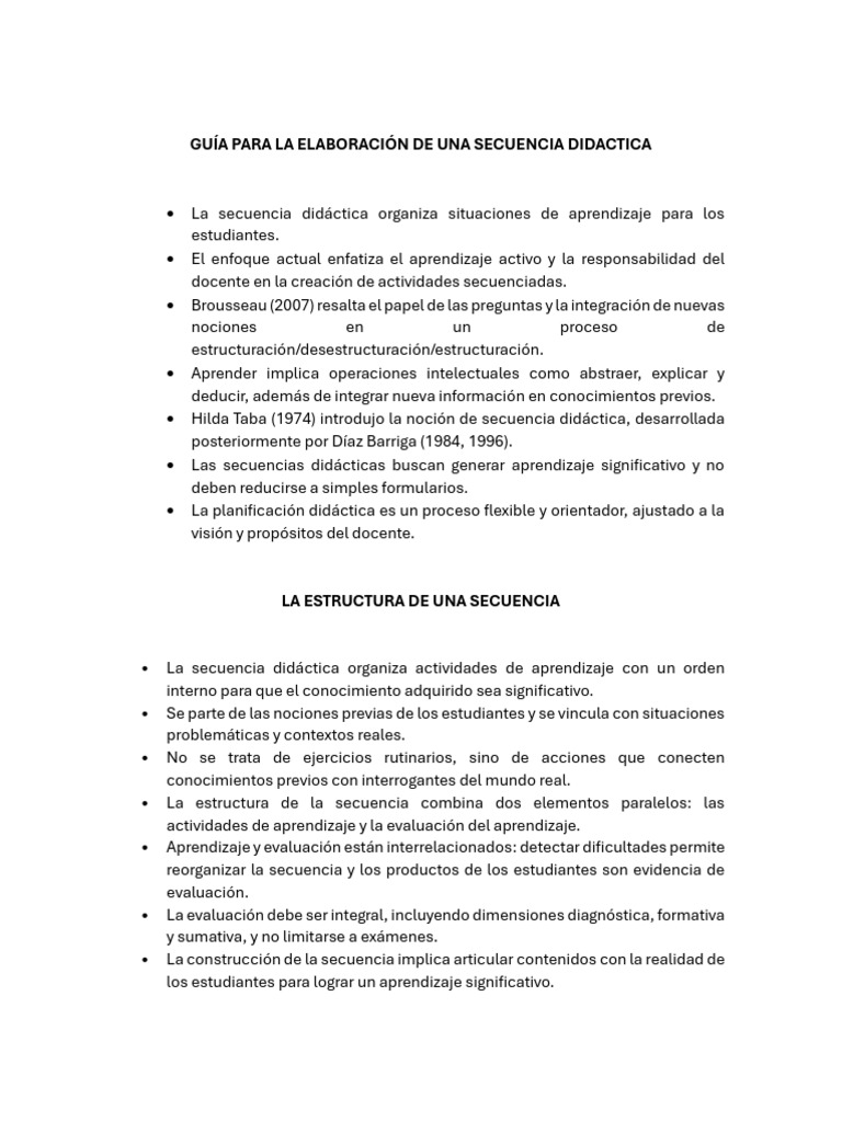 GUÍA PARA LA ELABORACIÓN DE UNA SECUENCIA DIDACTICA | PDF | Evaluación ...
