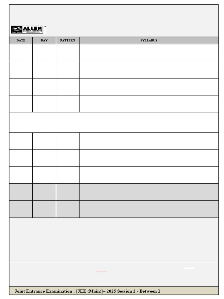 JEE (Main) Leader & Achiver Course Phase: ELS, ELC & ELD: SCORE - II ...