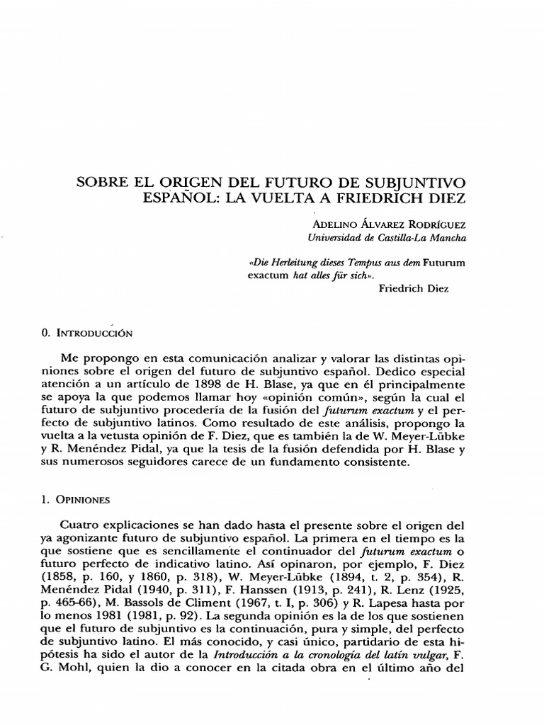 Sobre El Origen Del Futuro de Subjuntivo Espanol | PDF | Traducciones ...