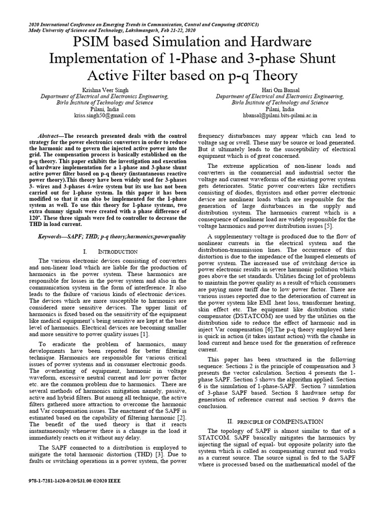 PSIM for Shunt Active Filters | PDF | Power Electronics | Rectifier