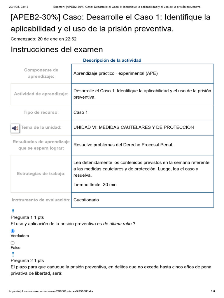 Examen - (APEB2-30%) Caso - Desarrolle El Caso 1 - Identifique La Aplicabilidad y El Uso de La ...