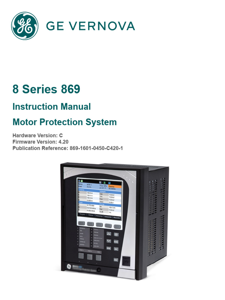8 Series 869: Instruction Manual Motor Protection System | PDF ...