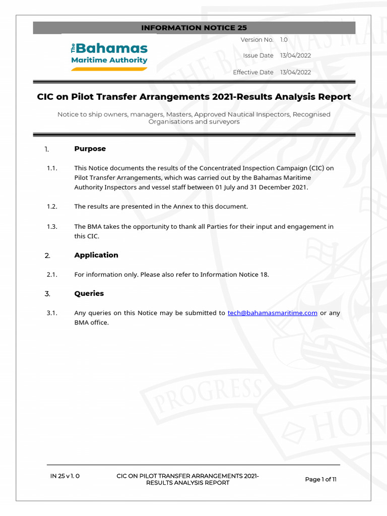 IN025 CIC On Pilot Transfer Arrangements 2021 Results Analysis Report v1.0 | PDF | Ships | Oil ...