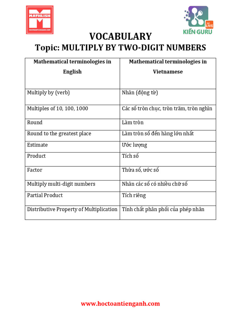 T V NG L P 4 - Multiply by 2-Digit Numbers | PDF