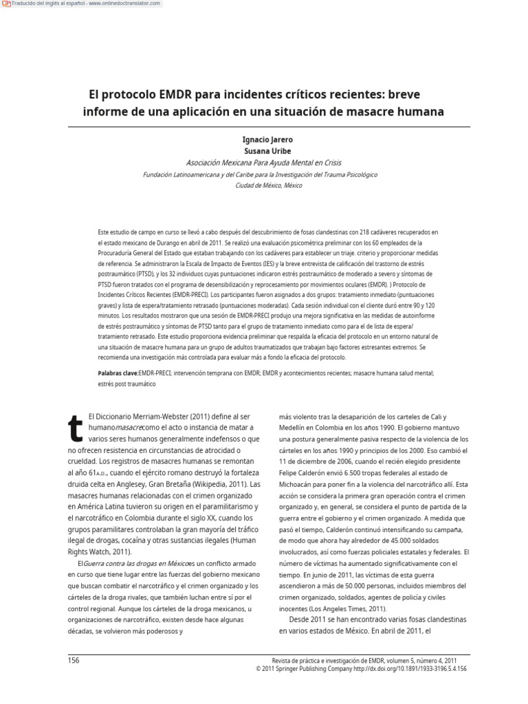 Protocolo de Evento Único (EMDR) - Jarero | PDF | Desensibilización y reprocesamiento por ...