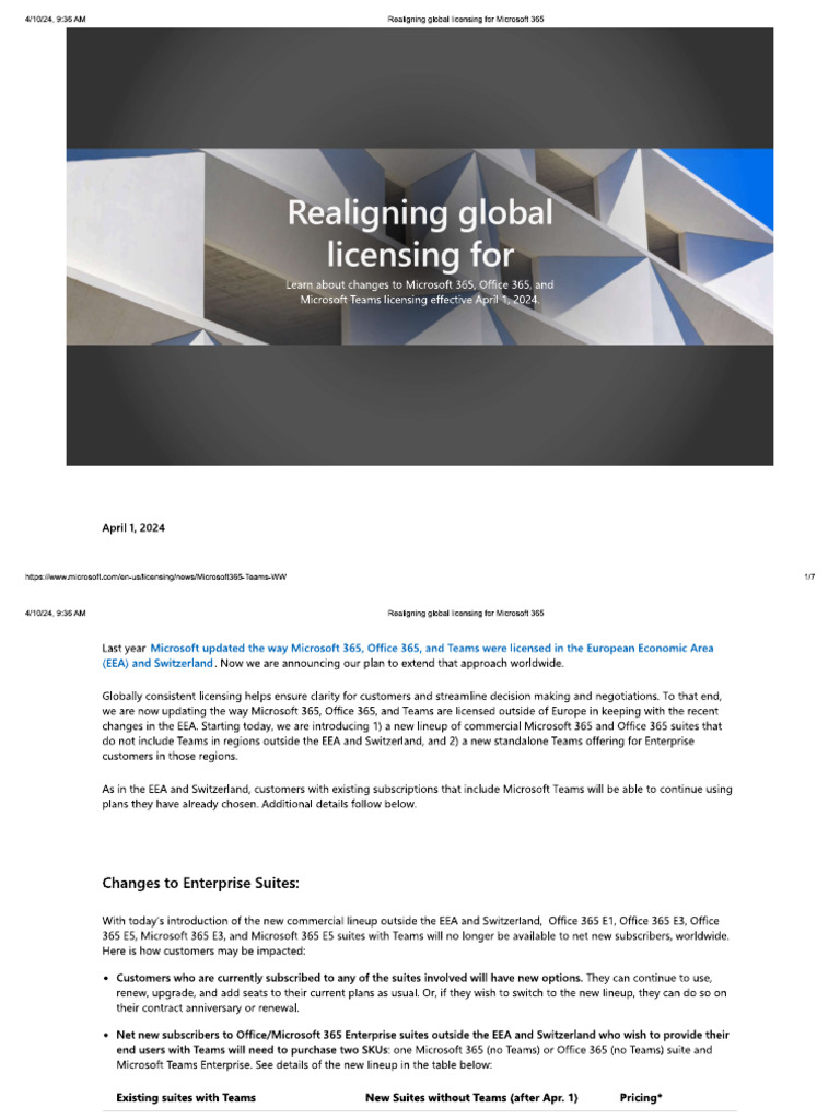 Global Licensing For Microsoft 365 | PDF