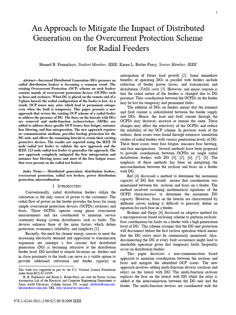 An Approach To Mitigate The Impact Of Distributed Generation On The