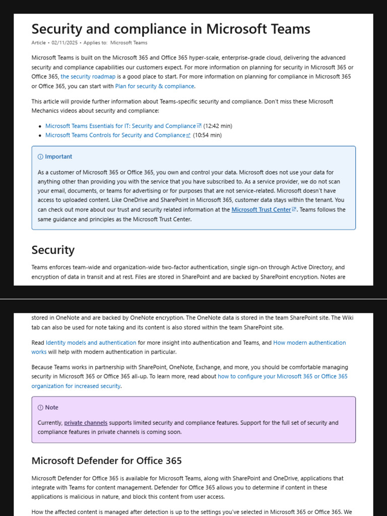 Microsoft Teams Security & Compliance Overview | PDF | Share Point ...