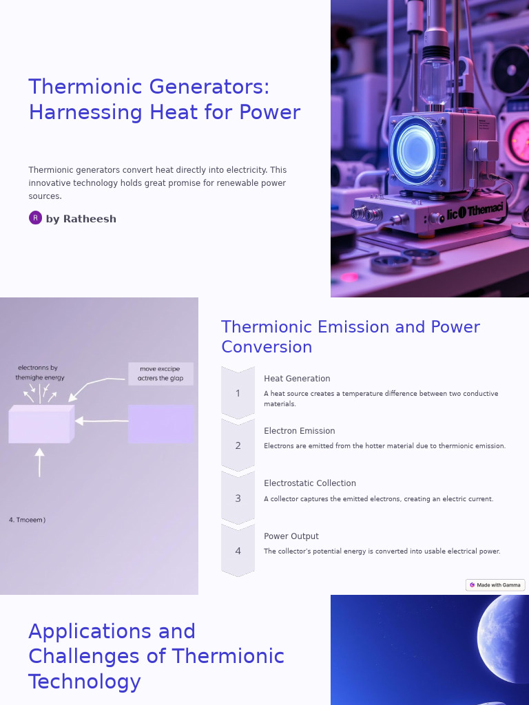 Thermionic Generators Harnessing Heat For Power | PDF