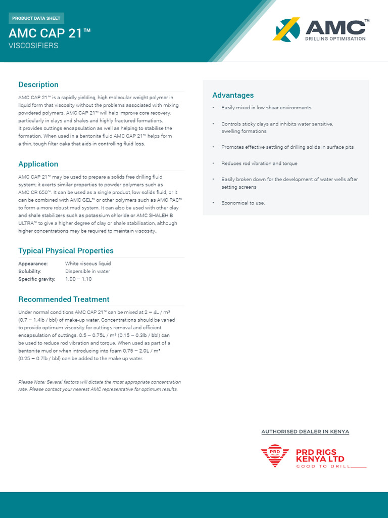 Amc Cap 21 PDS | PDF | Viscosity | Materials