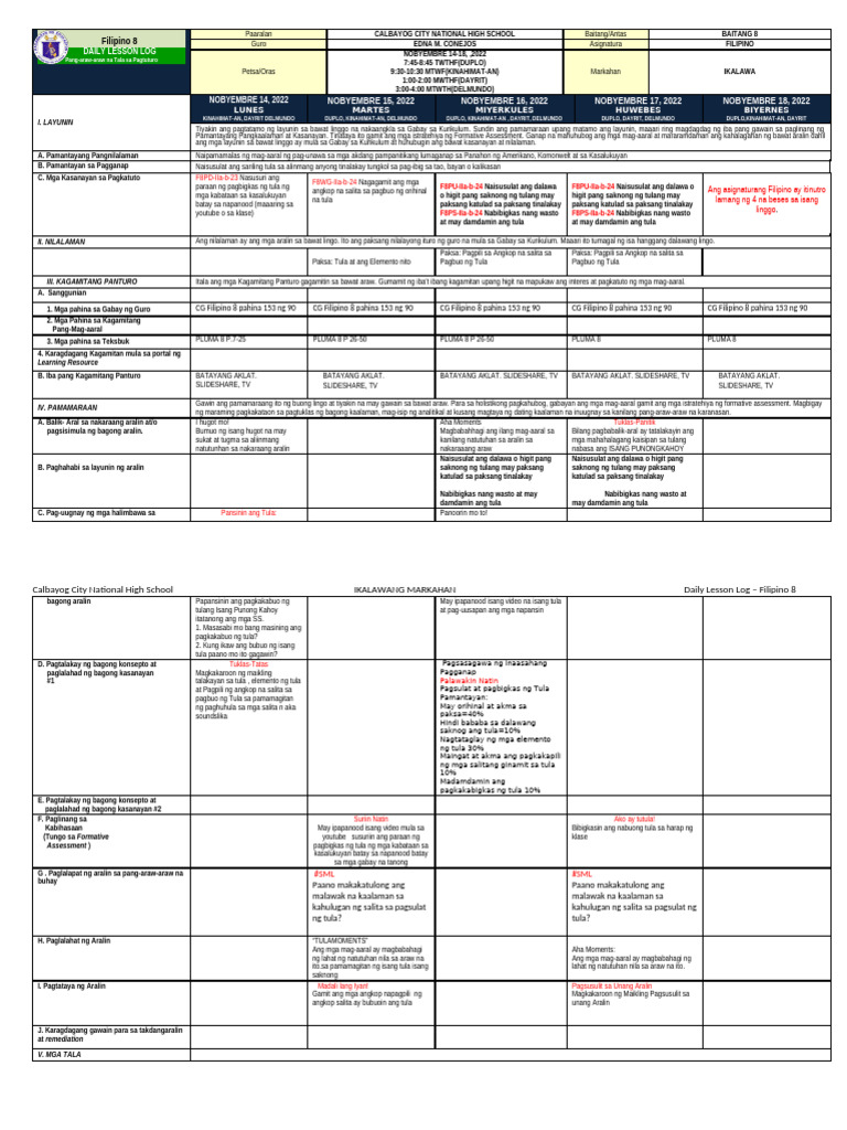 Filipino 8-tula 2 | PDF