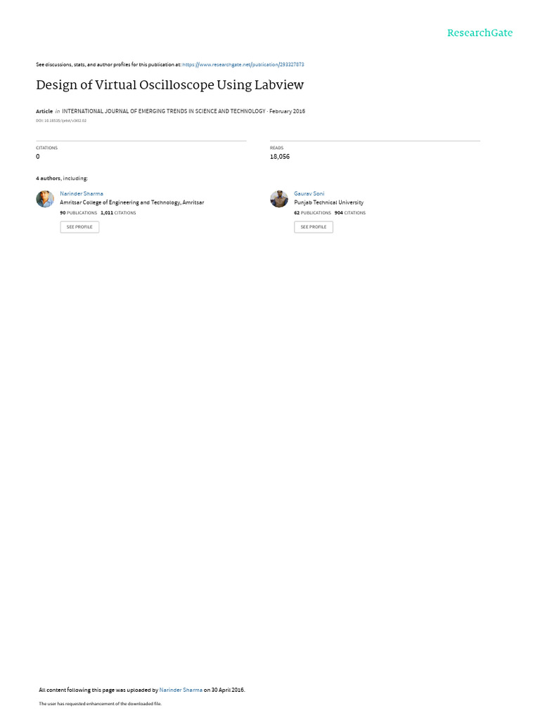 Design of Virtual Oscilloscope Using Labview | PDF | Data Acquisition ...