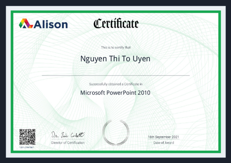 Nguyen Thi To Uyen: Microsoft Powerpoint 2010 | PDF