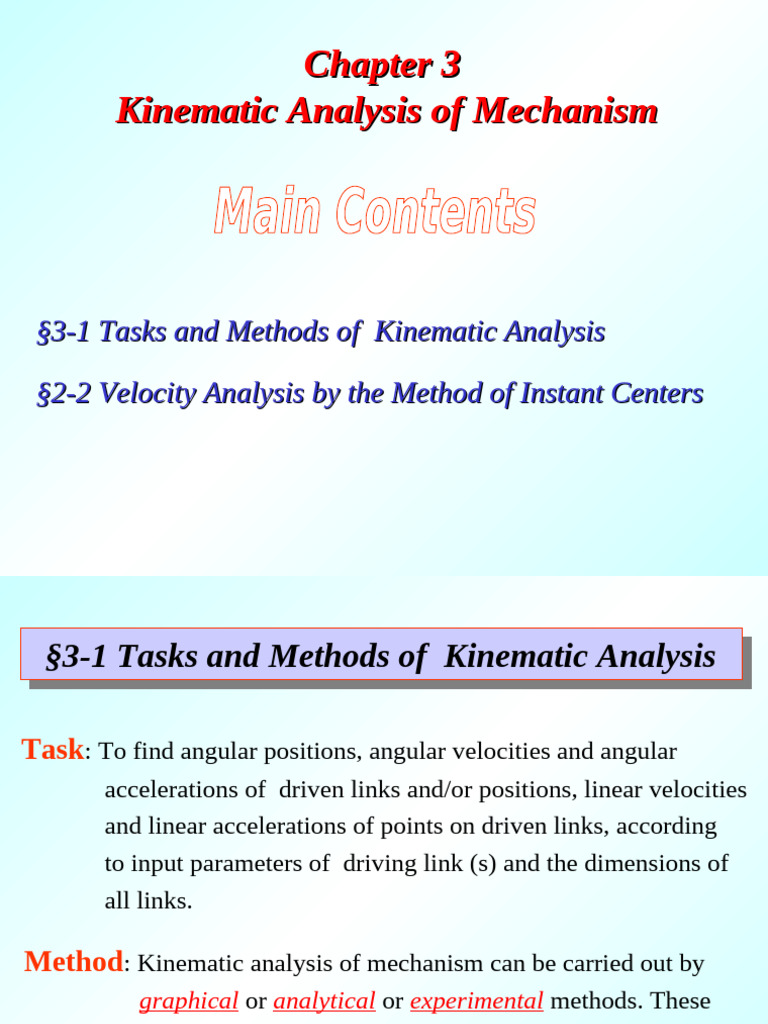 Chapter 3 Kinematic Analysis of Mechanisms | PDF | Kinematics | Space