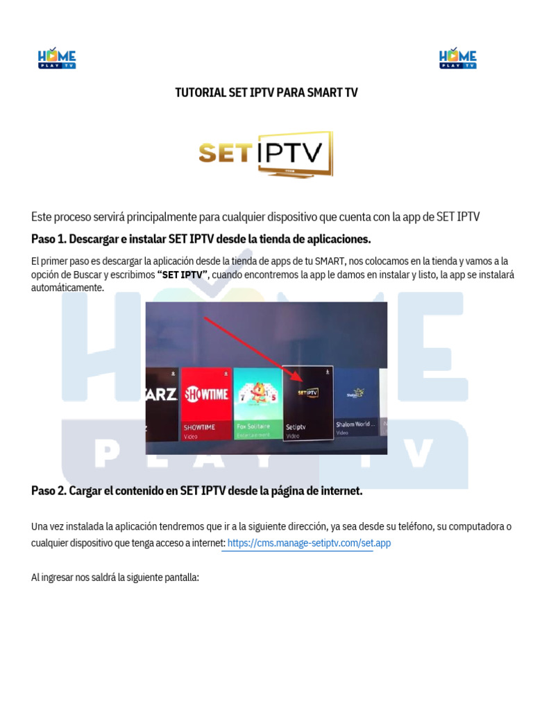 Tutorial de SET IPTV para Smart TV | PDF | Aplicación movil | Mac OS